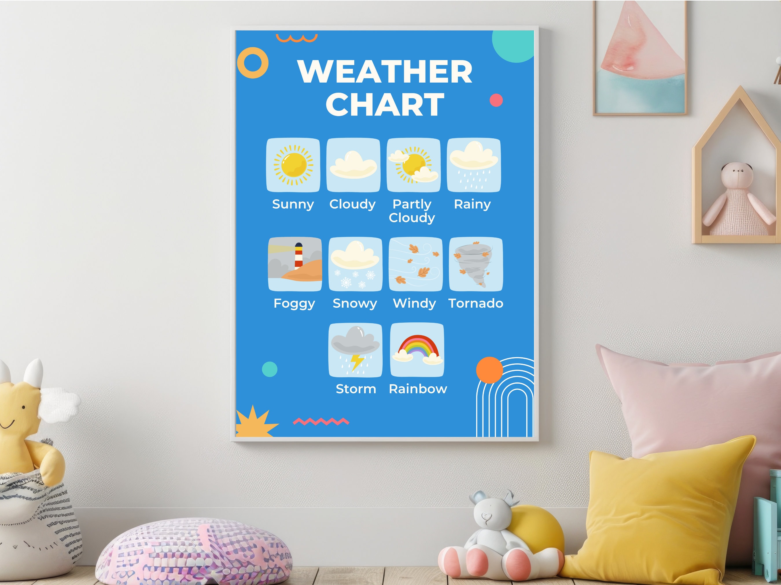 Kids Weather Chart Digital Download, Kids Educational Nursery Poster ...