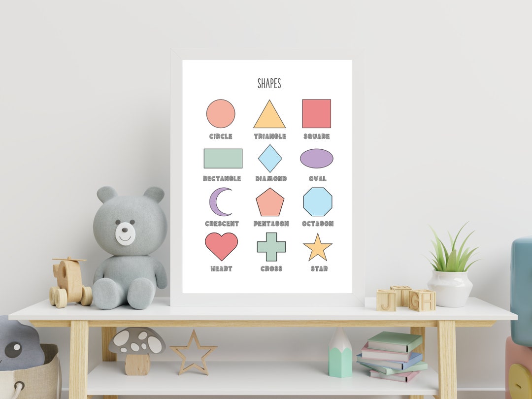 Kids Educational Shapes Digital Download, Kids Room Wall Decor, Nursery ...