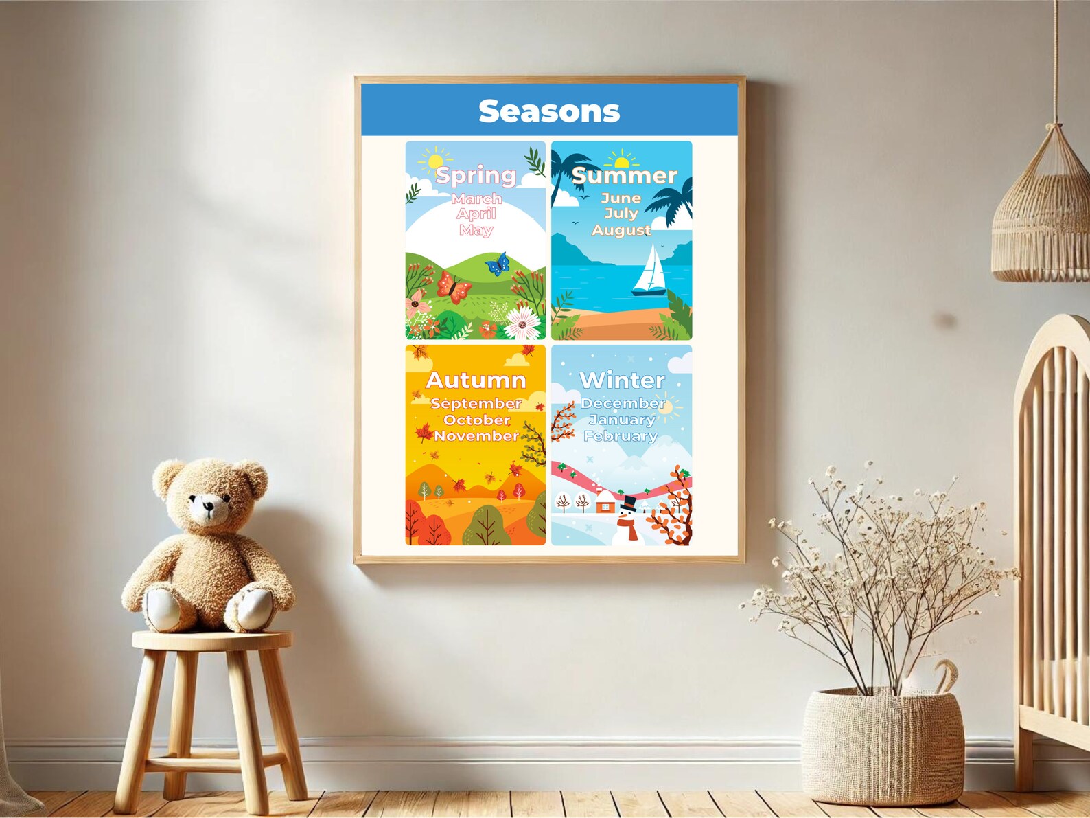 Four Seasons With Month Digital Download, Kindergarten Seasons and ...