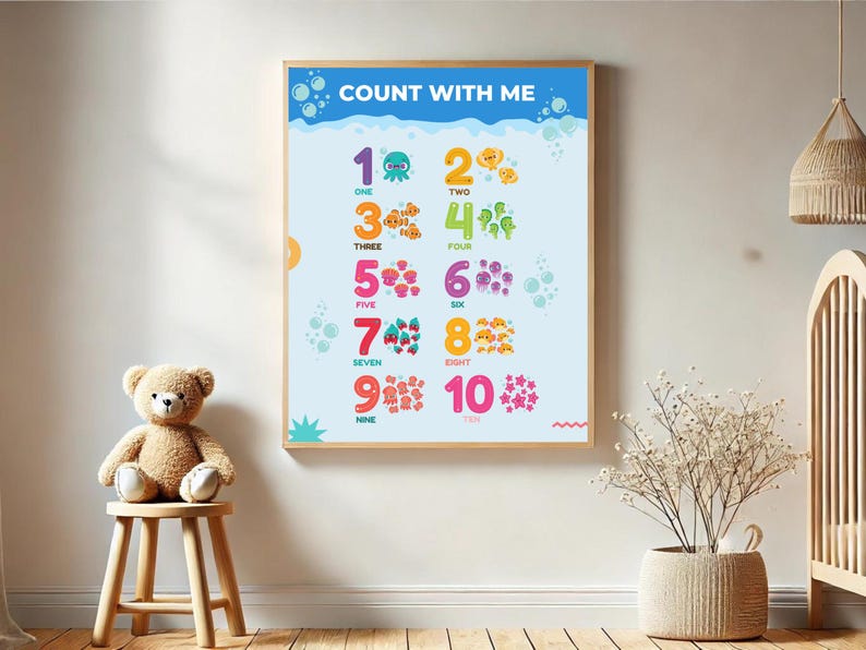 Count With Me 1-10 Digital Download, Cute Sea Animals Numbers Poster ...