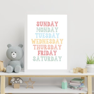 Days of the Week Digital Poster, Kindergarten Educational Poster ...