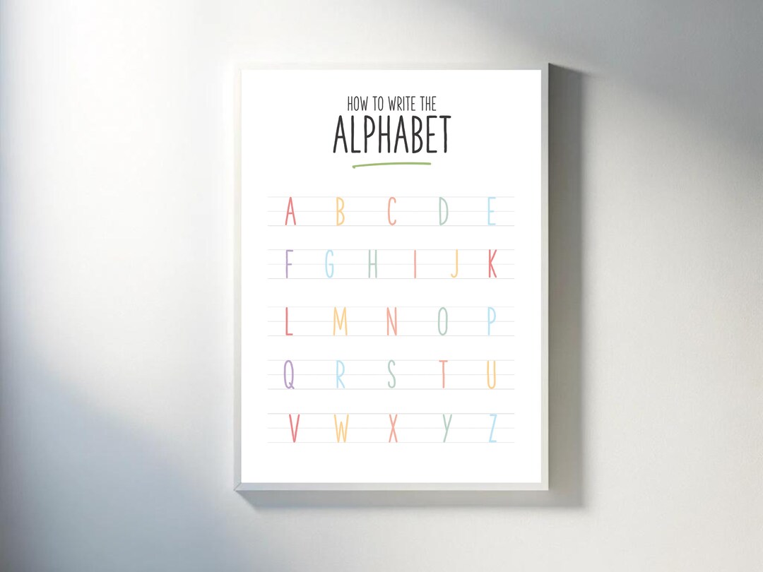 Alphabet Writing Chart Poster for Classroom, Educational Digital Print ...