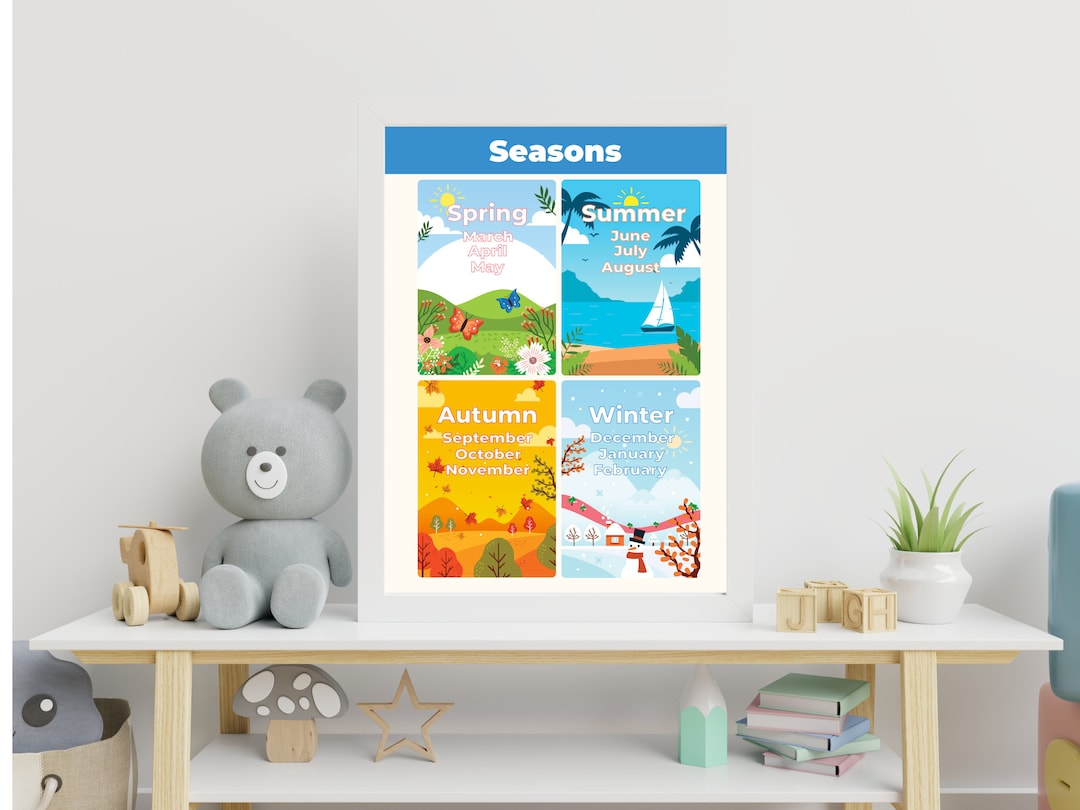 Four Seasons With Month Digital Download, Kindergarten Seasons and ...