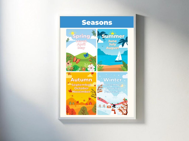 Four Seasons With Month Digital Download, Kindergarten Seasons and ...