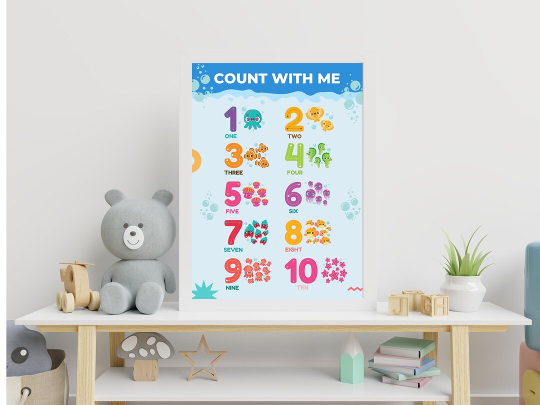 Count With Me 1-10 Digital Download, Cute Sea Animals Numbers Poster ...