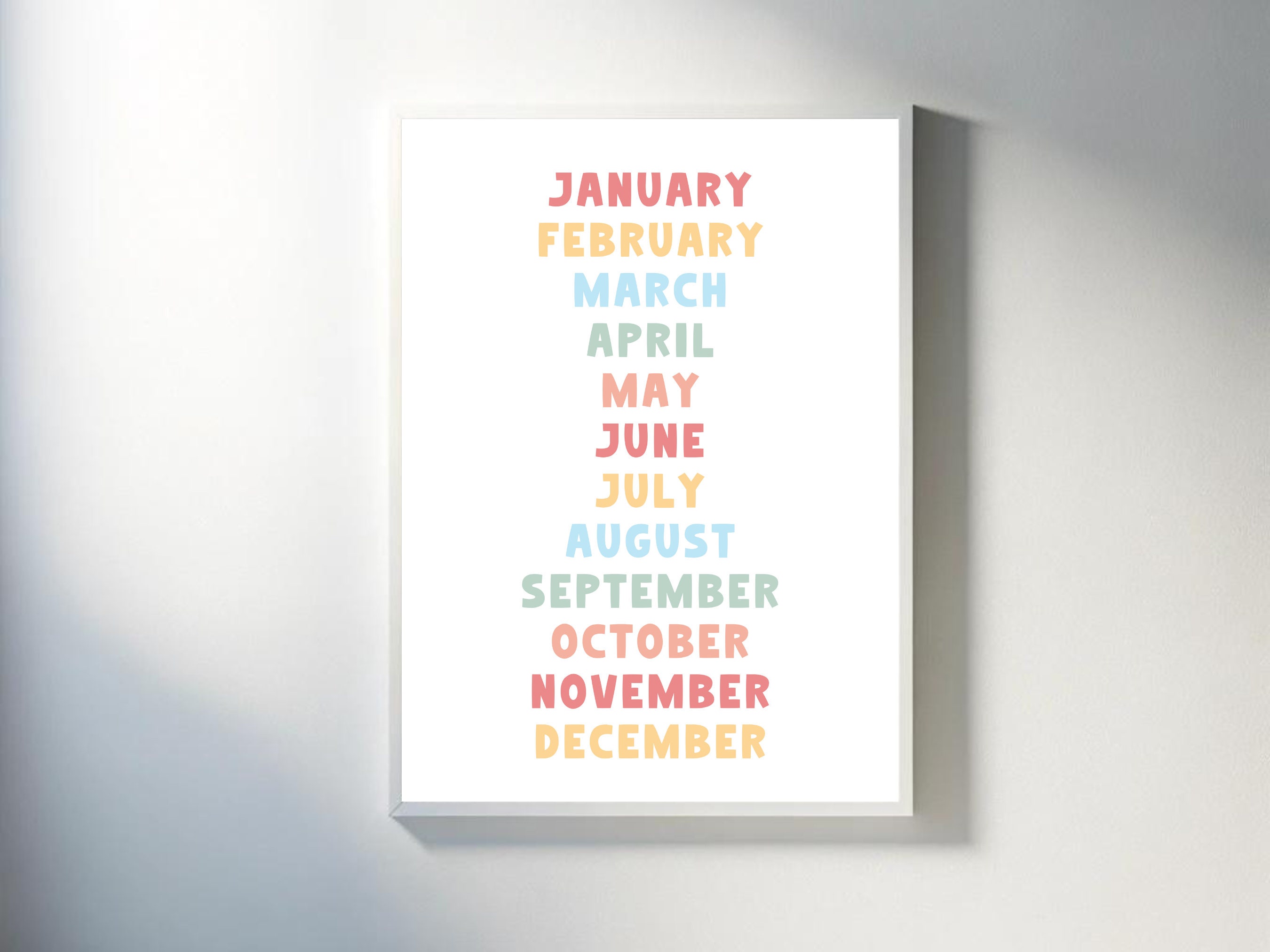 Calendar Months of the Year Poster Digital Download, Playroom ...