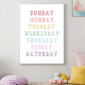 Days of the Week Digital Download, Classroom Poster Wall Decor ...