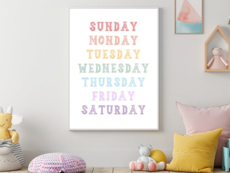 Days of the Week Digital Download, Classroom Poster Wall Decor ...