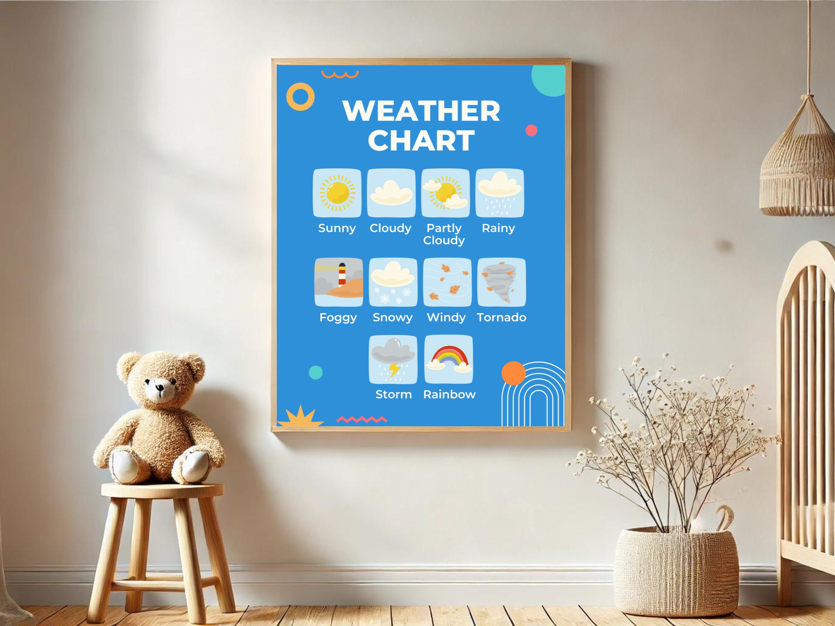 Kids Weather Chart Digital Download, Kids Educational Nursery Poster ...