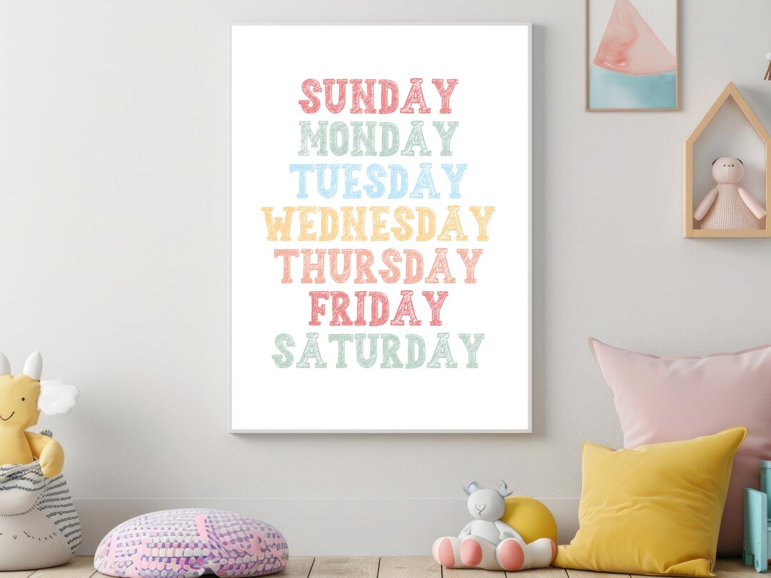 Days of the Week Digital Poster, Kindergarten Educational Poster ...