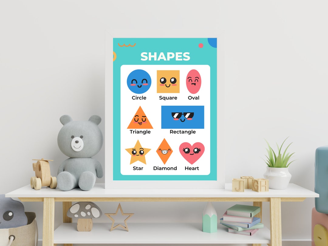 Kids Shapes Chart Digital Download, Kids Playroom Wall Art Decor ...