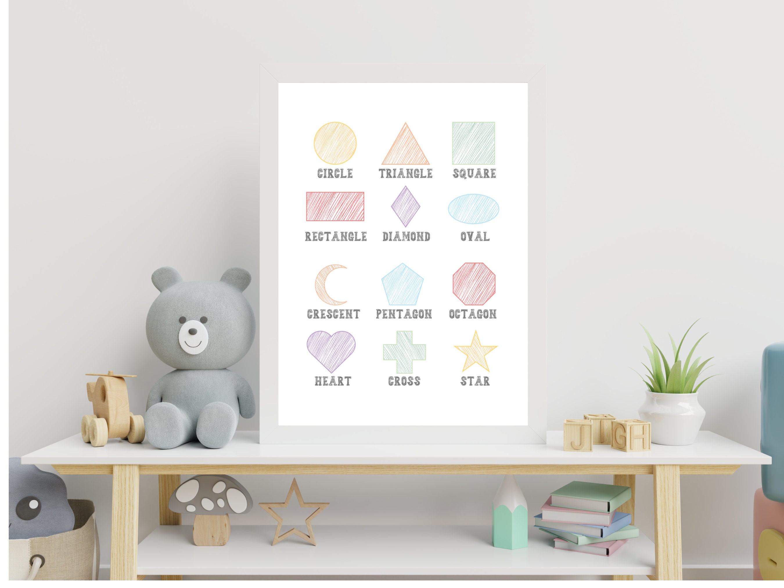 Shapes Learning Chart Digital Download, Geometric Shapes Digital Print ...