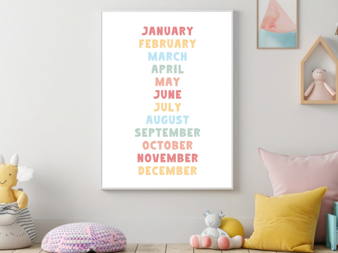 Calendar Months of the Year Poster Digital Download, Playroom ...