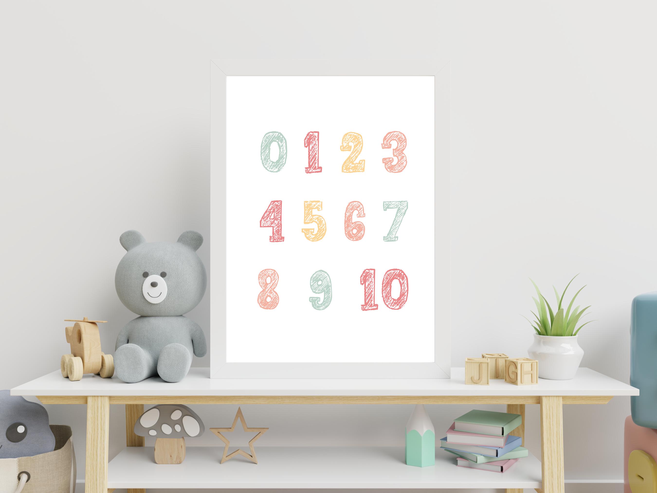 Crayon Numbers 0-10 Digital Download, Nursery Numbers Digital Print ...