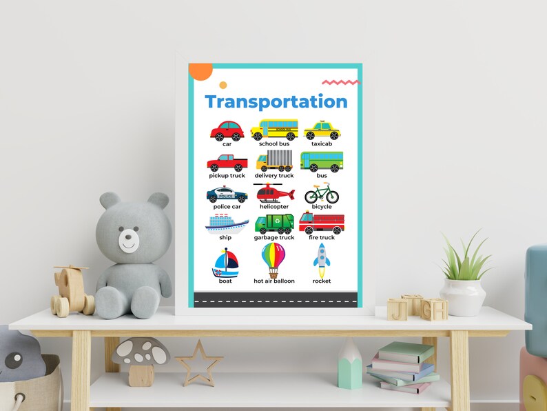 Kids Transportation Digital Download, Type of Vehicle Digital Print ...