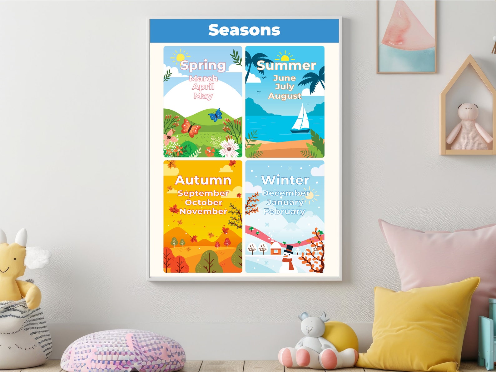 Four Seasons With Month Digital Download, Kindergarten Seasons and ...