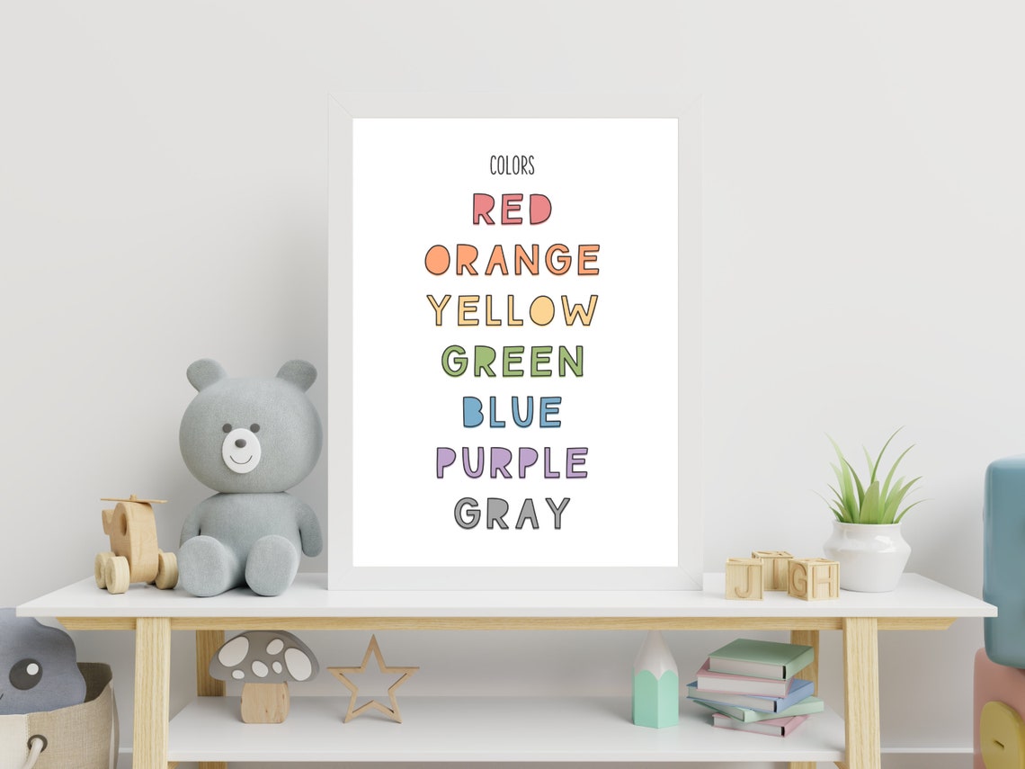 Preschool Learning Colors Digital Download, Educational Wall Decor for ...