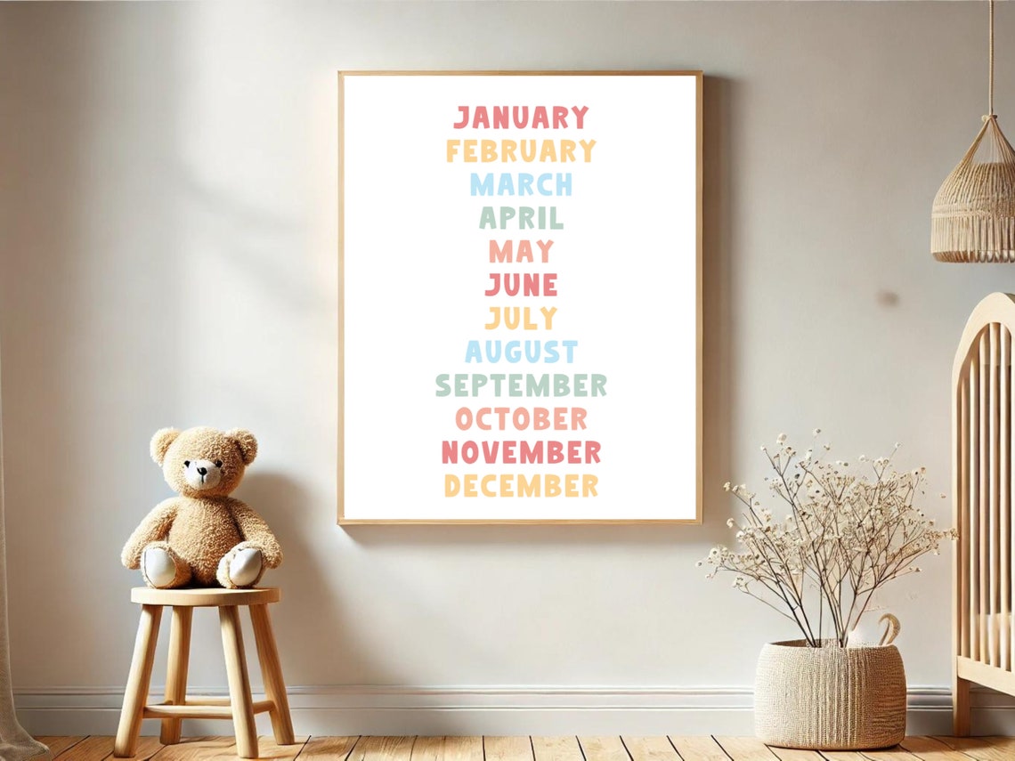 Calendar Months of the Year Poster Digital Download, Playroom ...