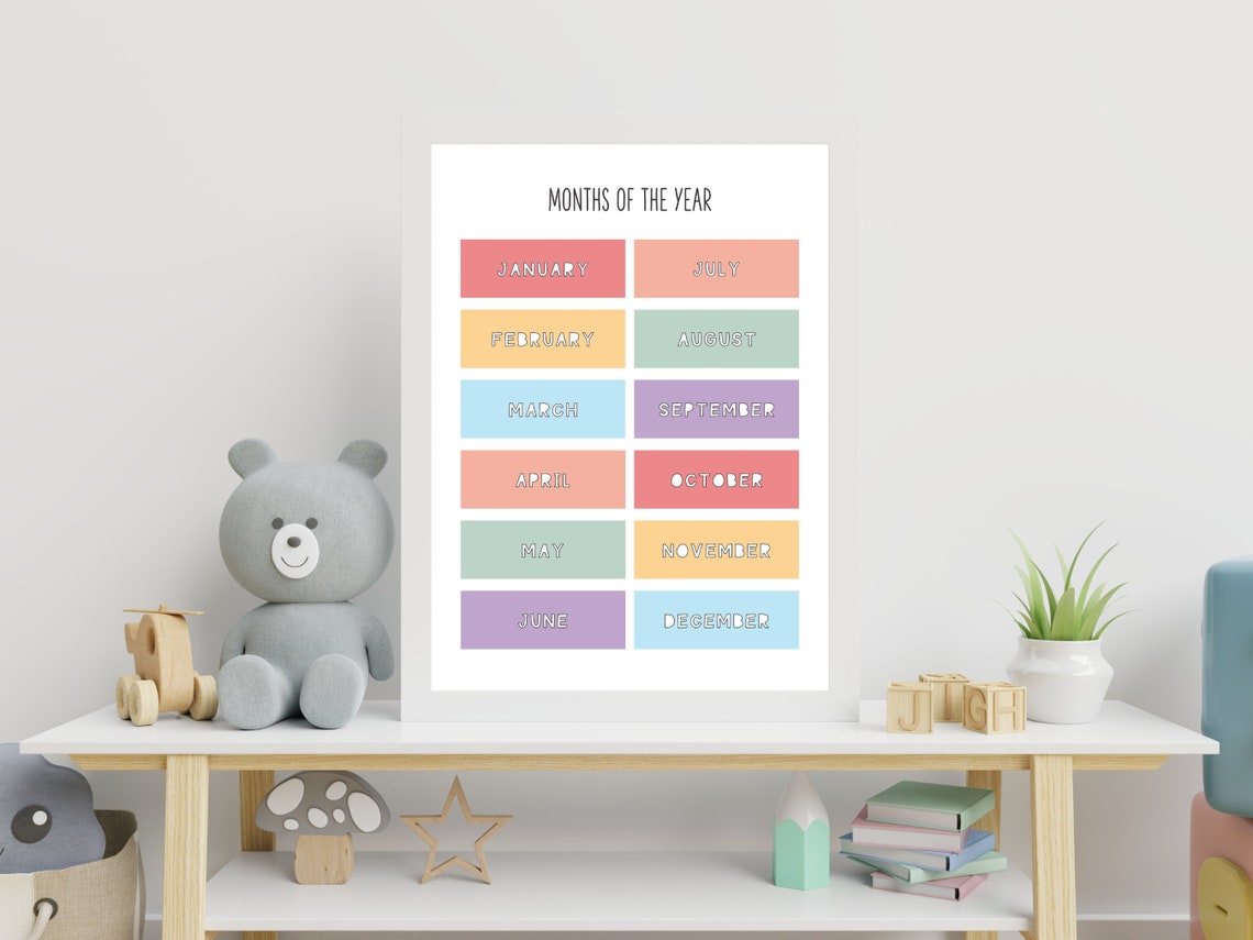 Calendar Month Chart Digital Download, Educational Poster Decor ...