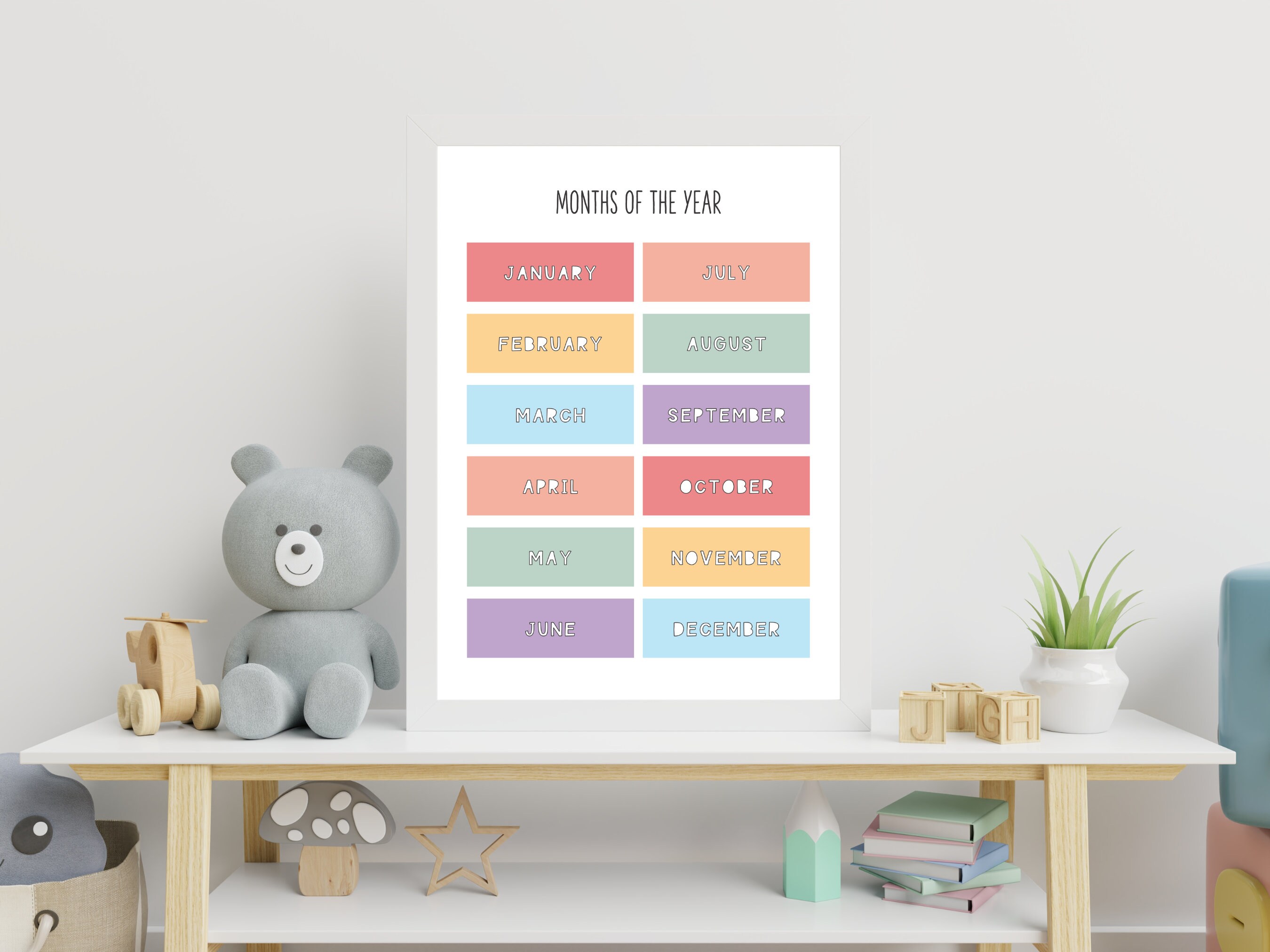 Calendar Month Chart Digital Download, Educational Poster Decor ...