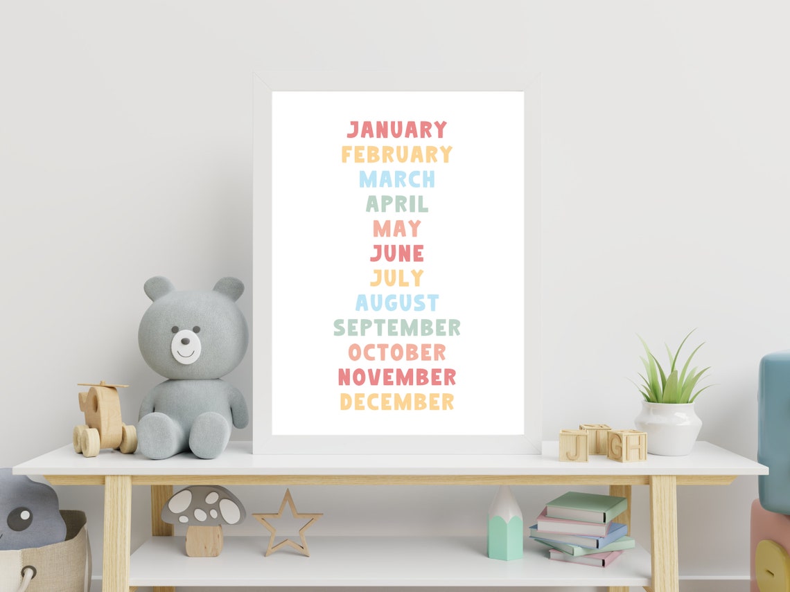 Calendar Months of the Year Poster Digital Download, Playroom ...