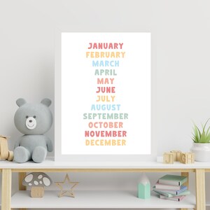 Calendar Months of the Year Poster Digital Download, Playroom ...