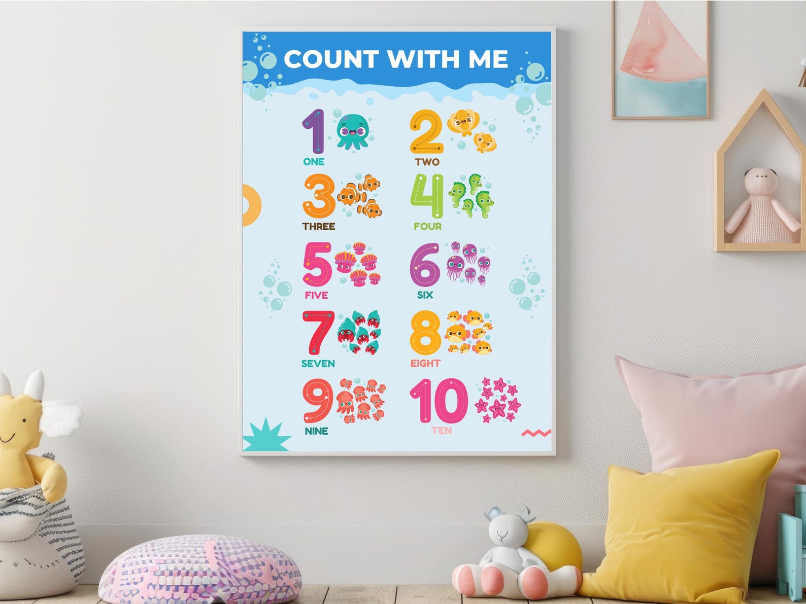 Count With Me 1-10 Digital Download, Cute Sea Animals Numbers Poster ...