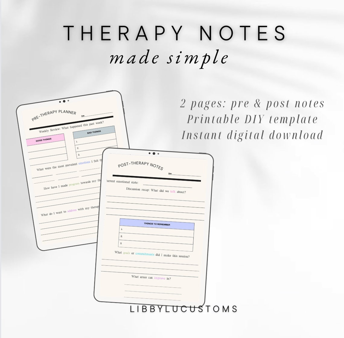 Therapy Session Notes Templates, Therapy Note Taking Printable, Pre ...