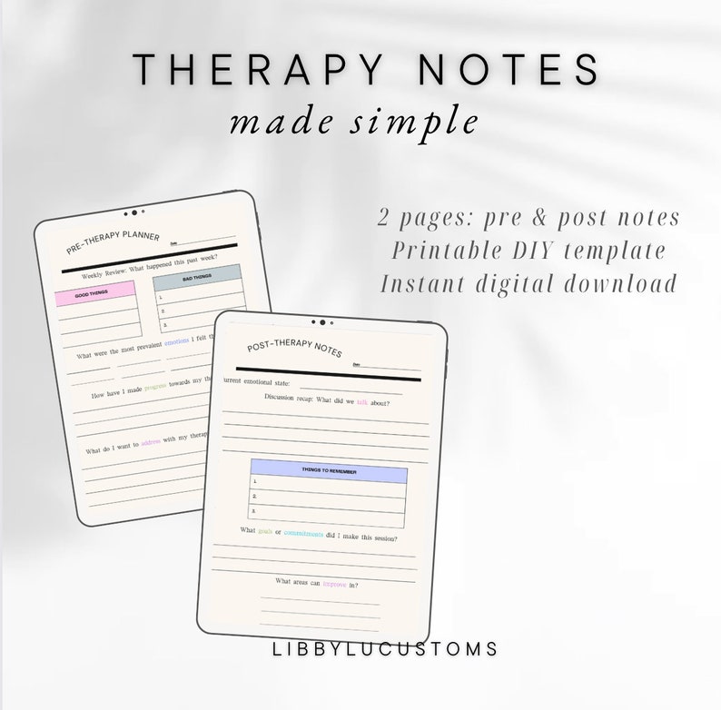 Therapy Session Notes Templates, Therapy Note Taking Printable, Pre ...