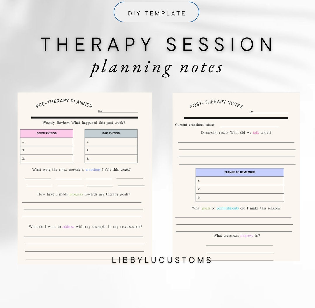 Therapy Session Notes Templates, Therapy Note Taking Printable, Pre ...