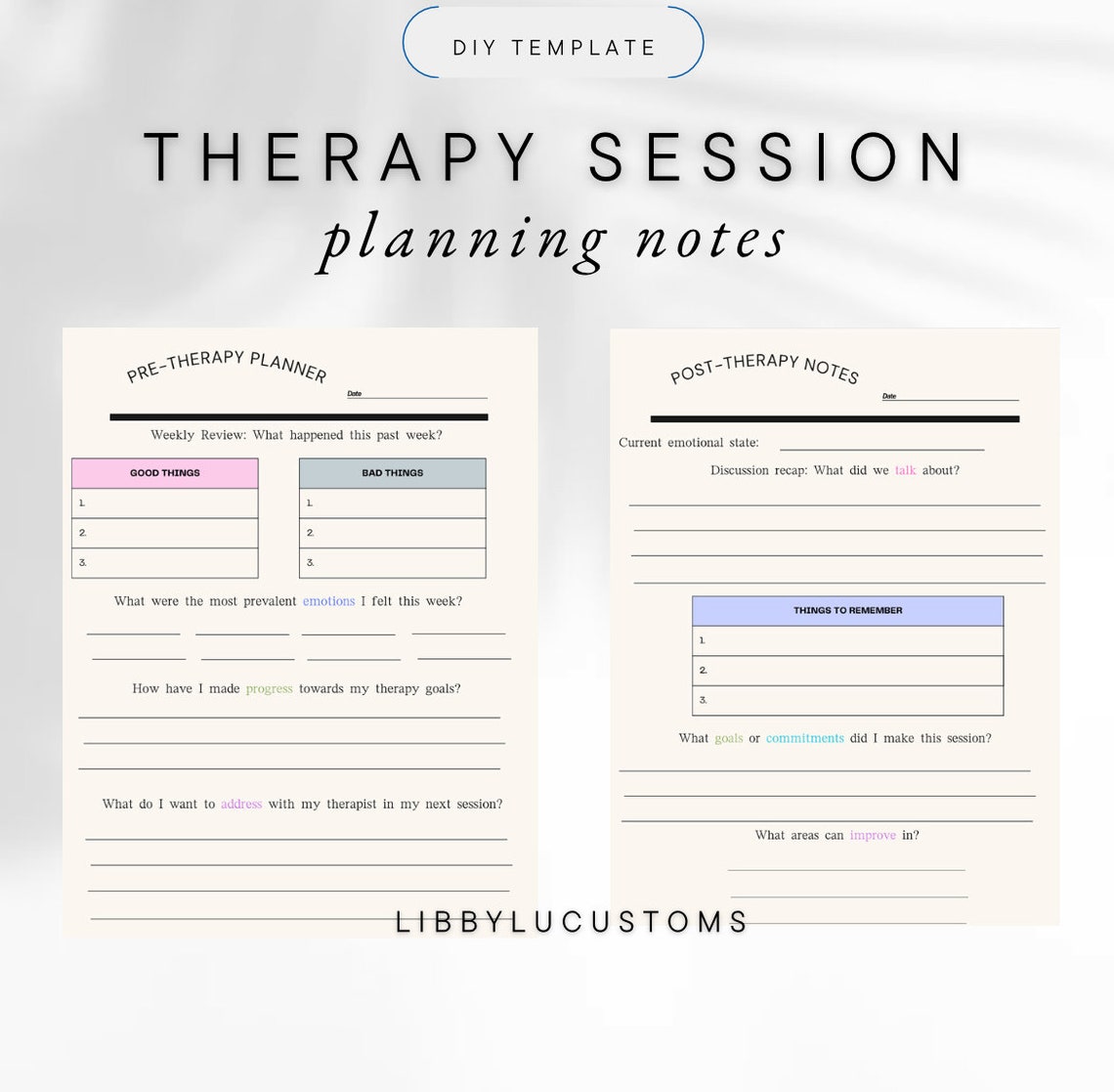 Therapy Session Notes Templates, Therapy Note Taking Printable, Pre ...