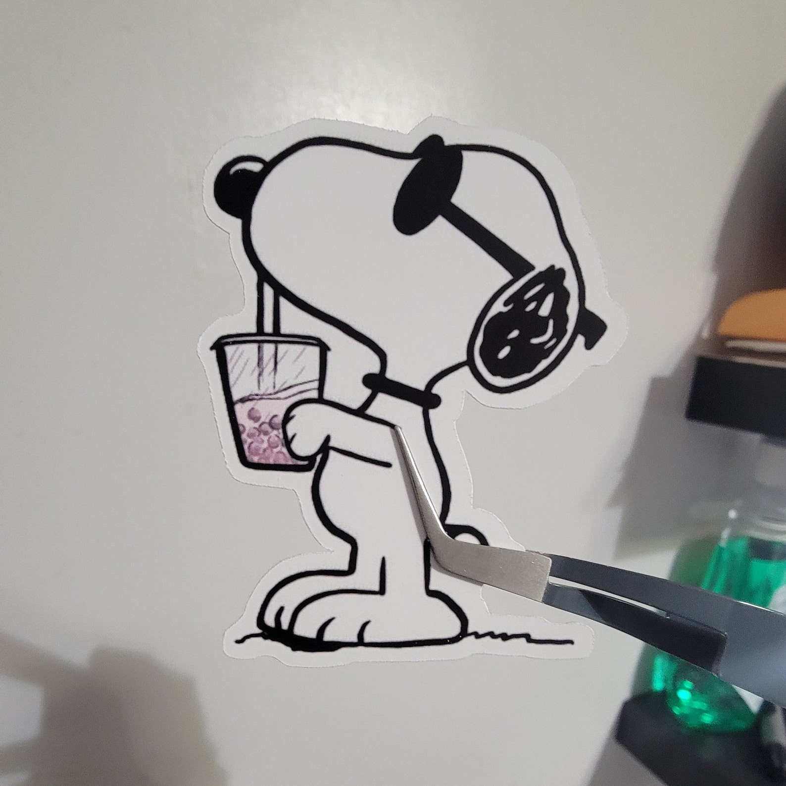 Cool Snoopy Drinking Boba Tea Vinyl Sticker waterproof - Etsy