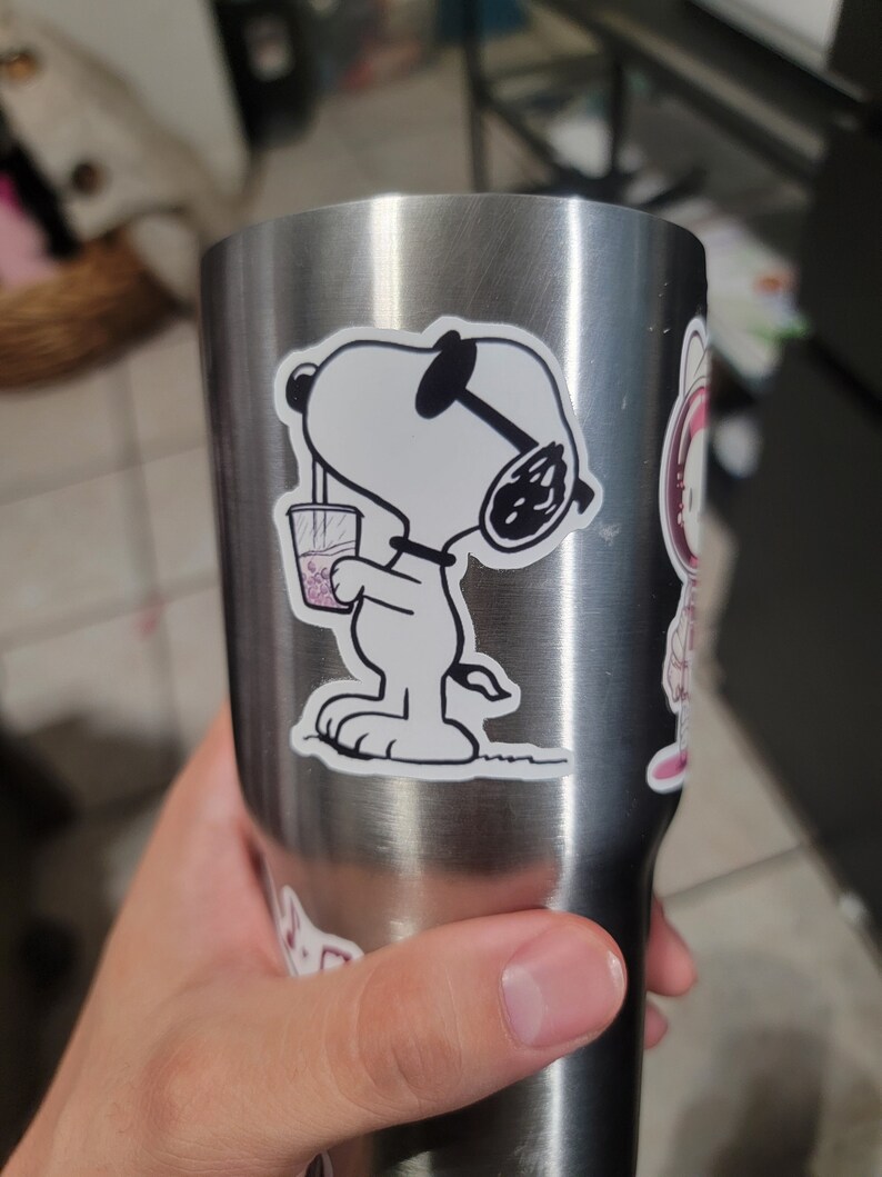 Cool Snoopy Drinking Boba Tea Vinyl Sticker waterproof - Etsy