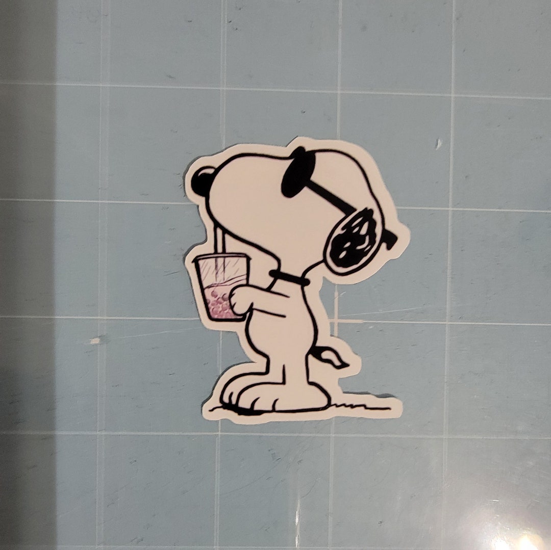 Cool Snoopy Drinking Boba Tea Vinyl Sticker waterproof - Etsy