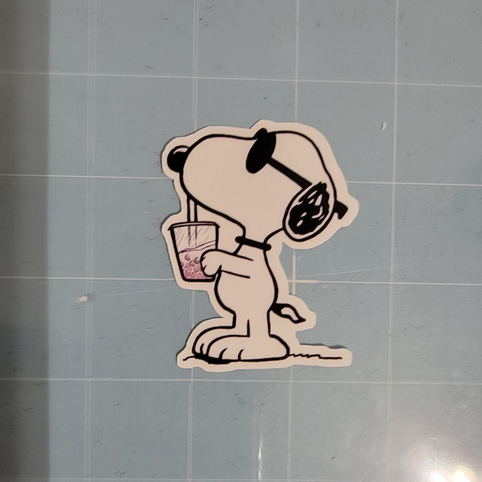 Cool Snoopy Drinking Boba Tea Vinyl Sticker waterproof - Etsy