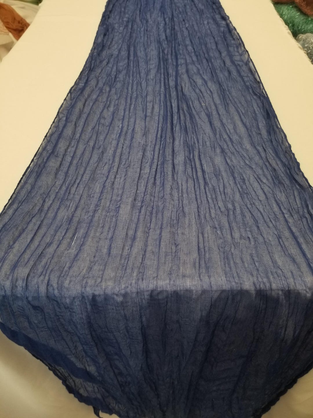 Royal Blue Hand Dyed Wedding Runner, Gauze Centerpieces Rustic Runner ...