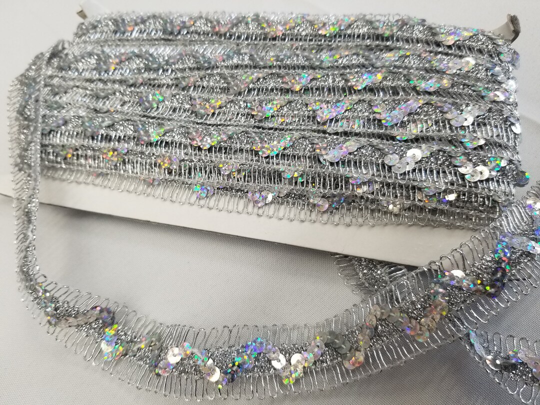 Silver Ribbon Braid Gold Metallic Thread Braid, Gold Embroidery Trim ...