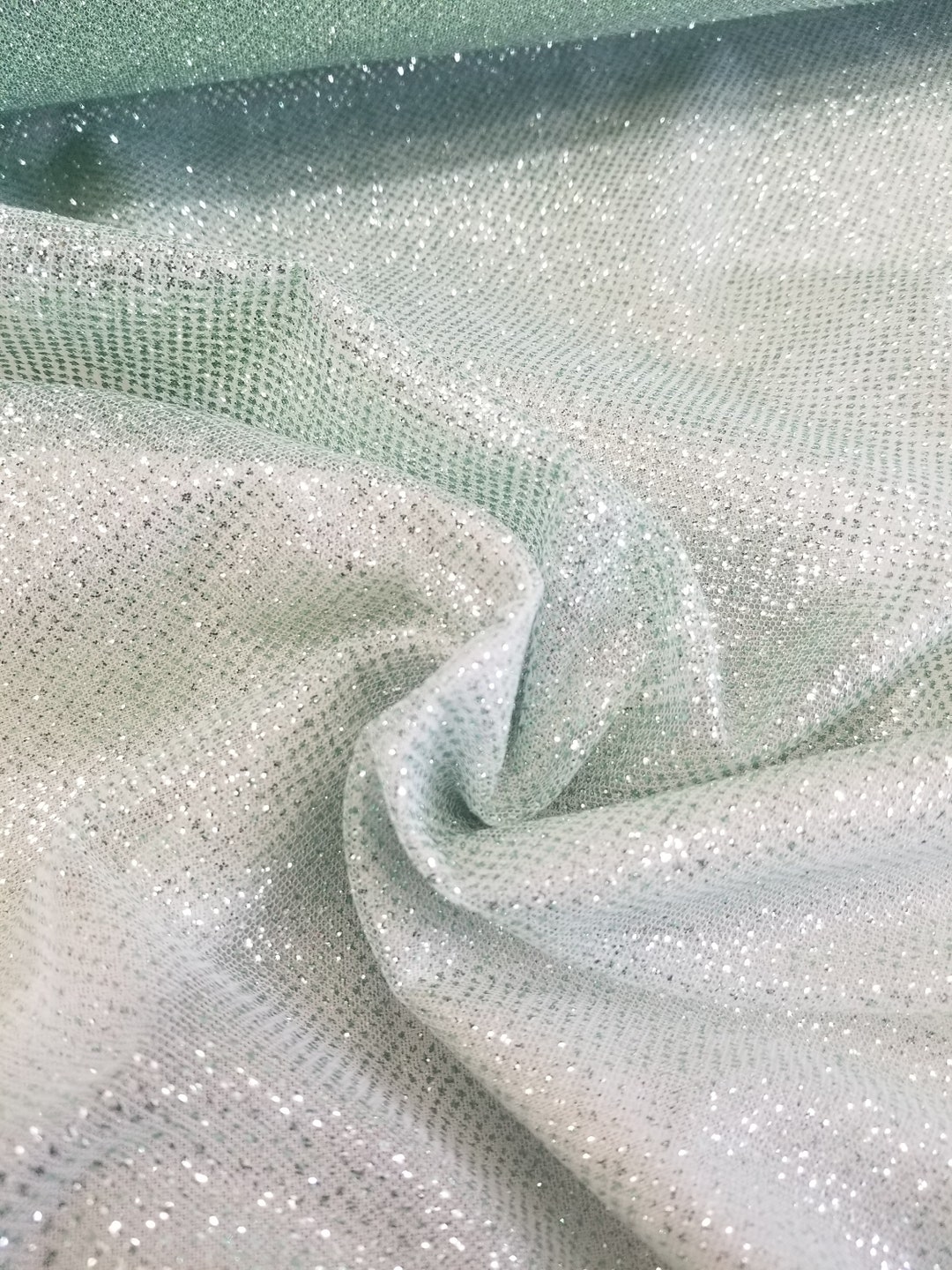 Mint Green Glitter Mesh Fabric - Etsy