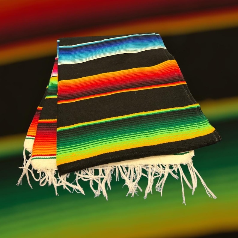 New Authentic Serape 102" X 63" Throw , Mexican Blanket, 1970s Mexican ...