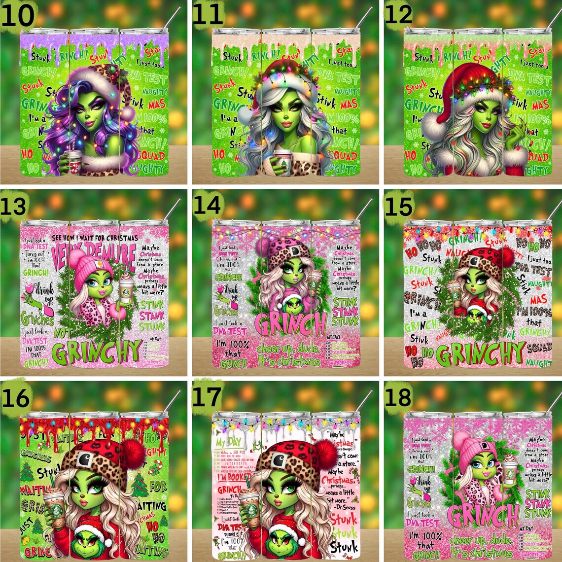 Girly Grinchie Christmas Tumbler - Etsy