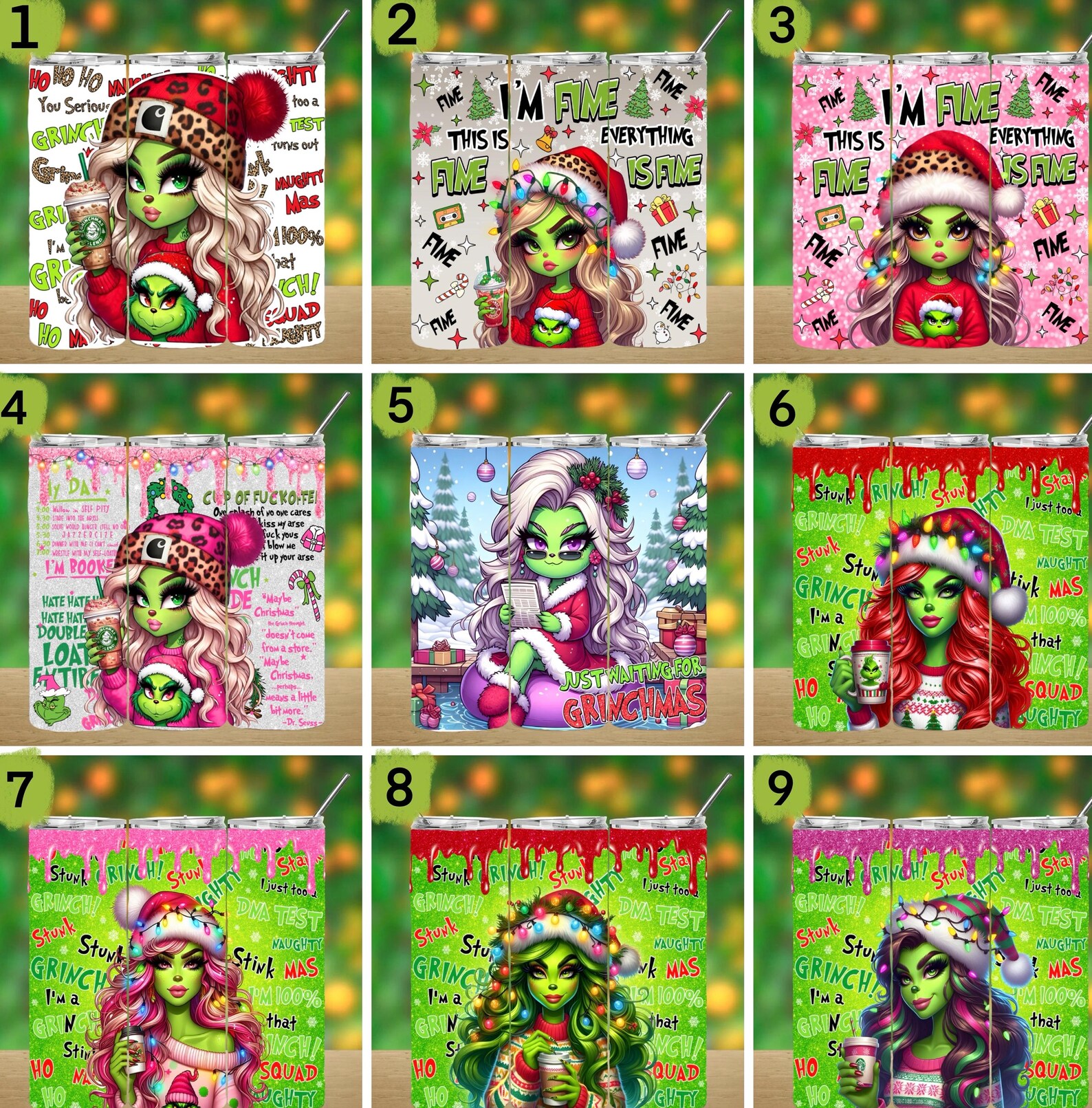 Girly Grinchie Christmas Tumbler - Etsy