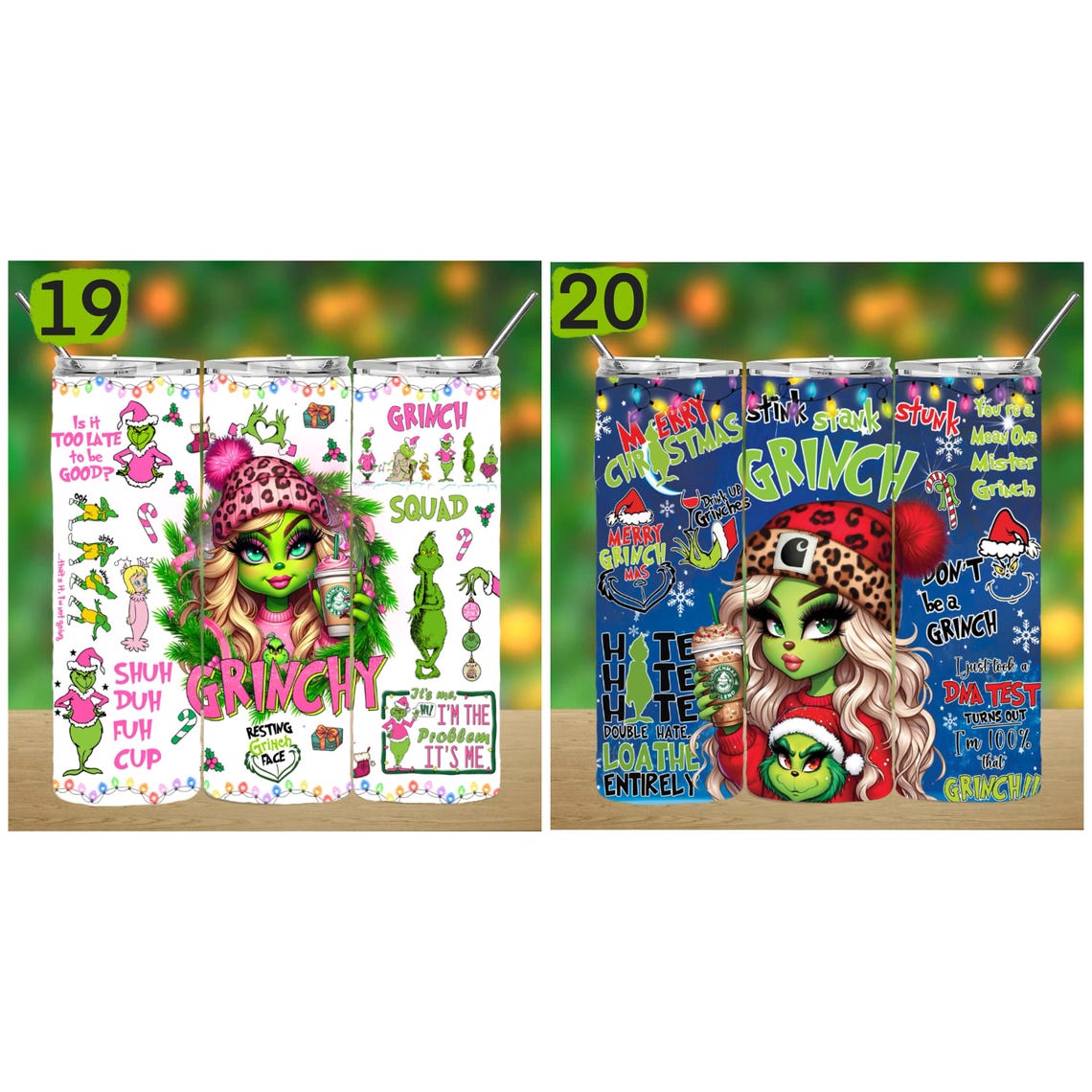 Girly Grinchie Christmas Tumbler - Etsy