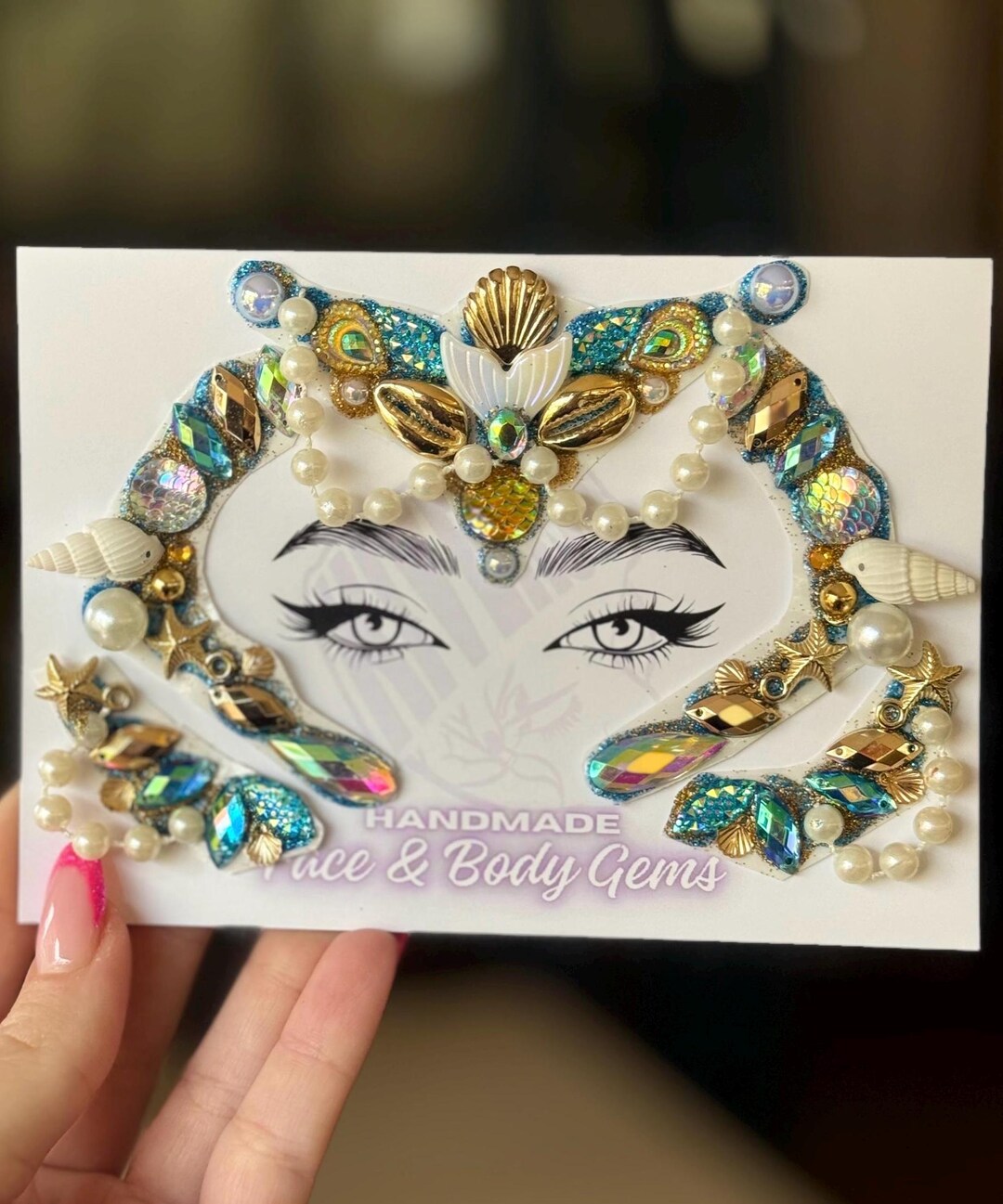 Mermaids Pearls Festival Face Bling Side Eye Gems Stick-on 5 Piece Pack ...