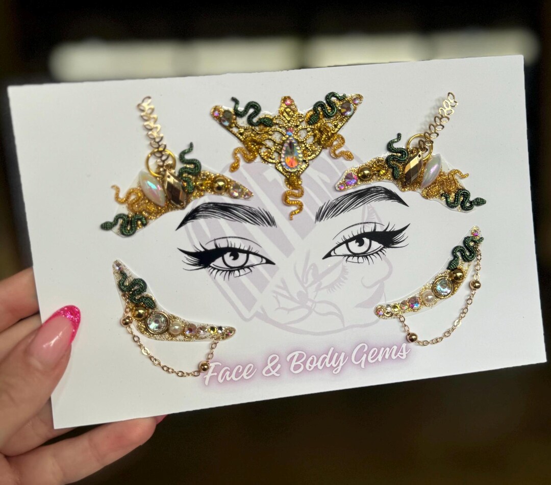 Golden Medusa Costume Festival Face Bling Side Eye Gems Stick-on 5 ...