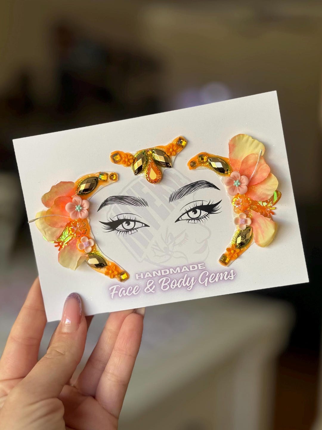 Garden Fairy Orange Poppy Festival Face Bling Side Eye Gems Stick-on 3 ...