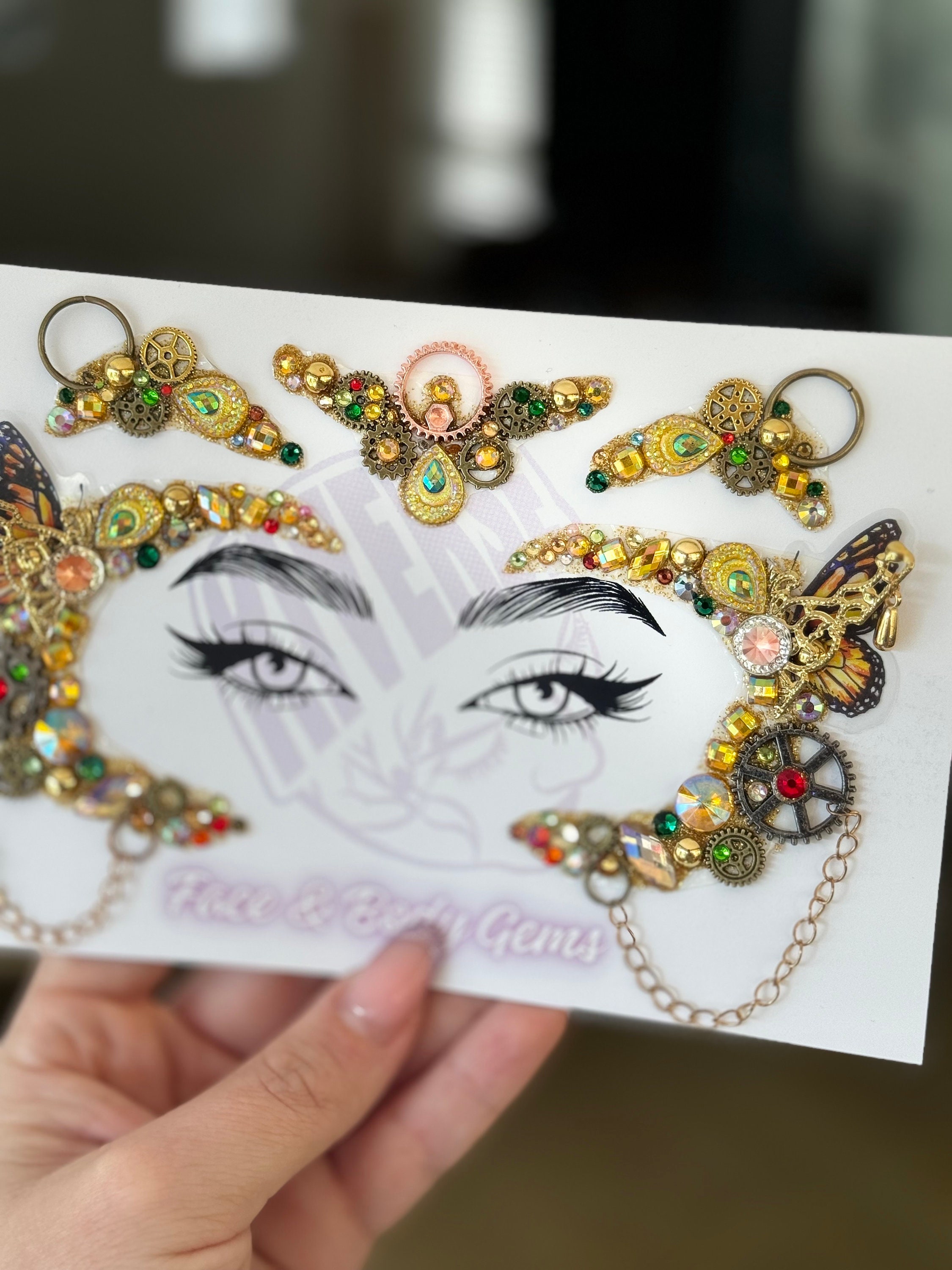 Steampunk Jewels Festival Face Bling Side Eye Gems Stick-on 5 Piece ...