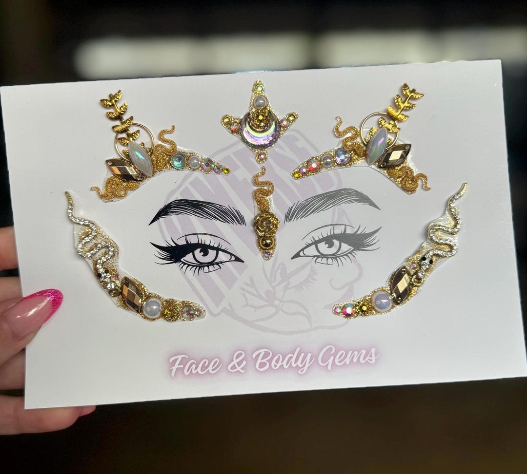 Cleopatra Golden Costume Festival Face Bling Side Eye Gems Stick-on 6 ...