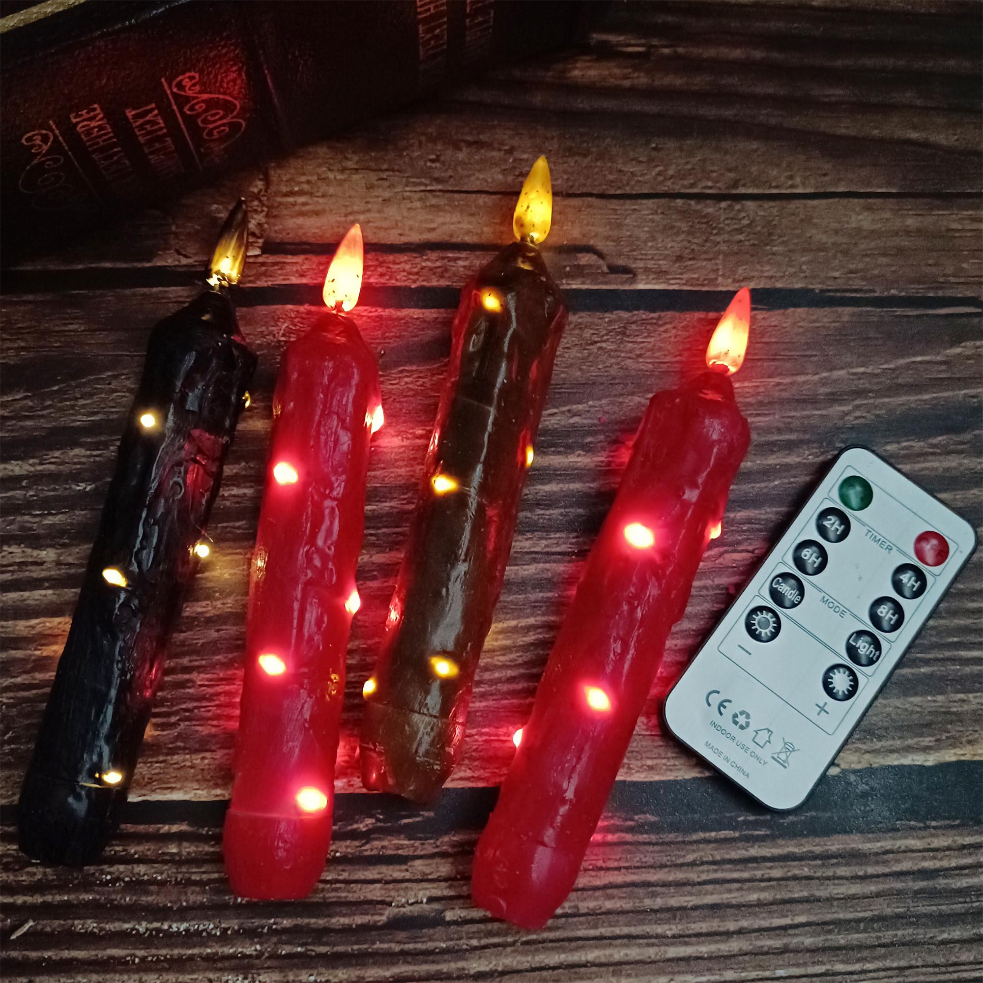 6.5 Inch Taper Primitive Candles With Timer,flameless Led Taper Candles ...
