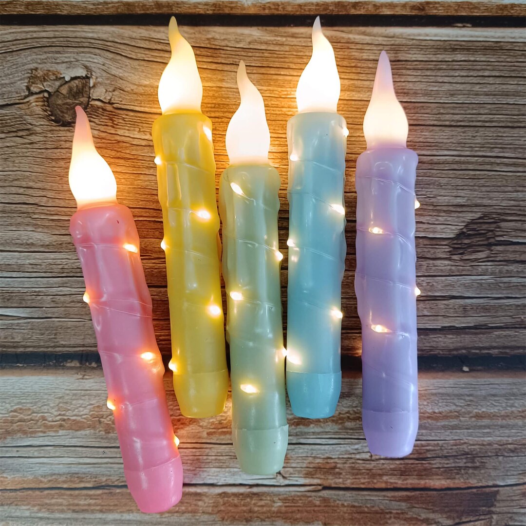 6.7 Inch Colorful Flameless Candles, LED Taper Candles With Light ...