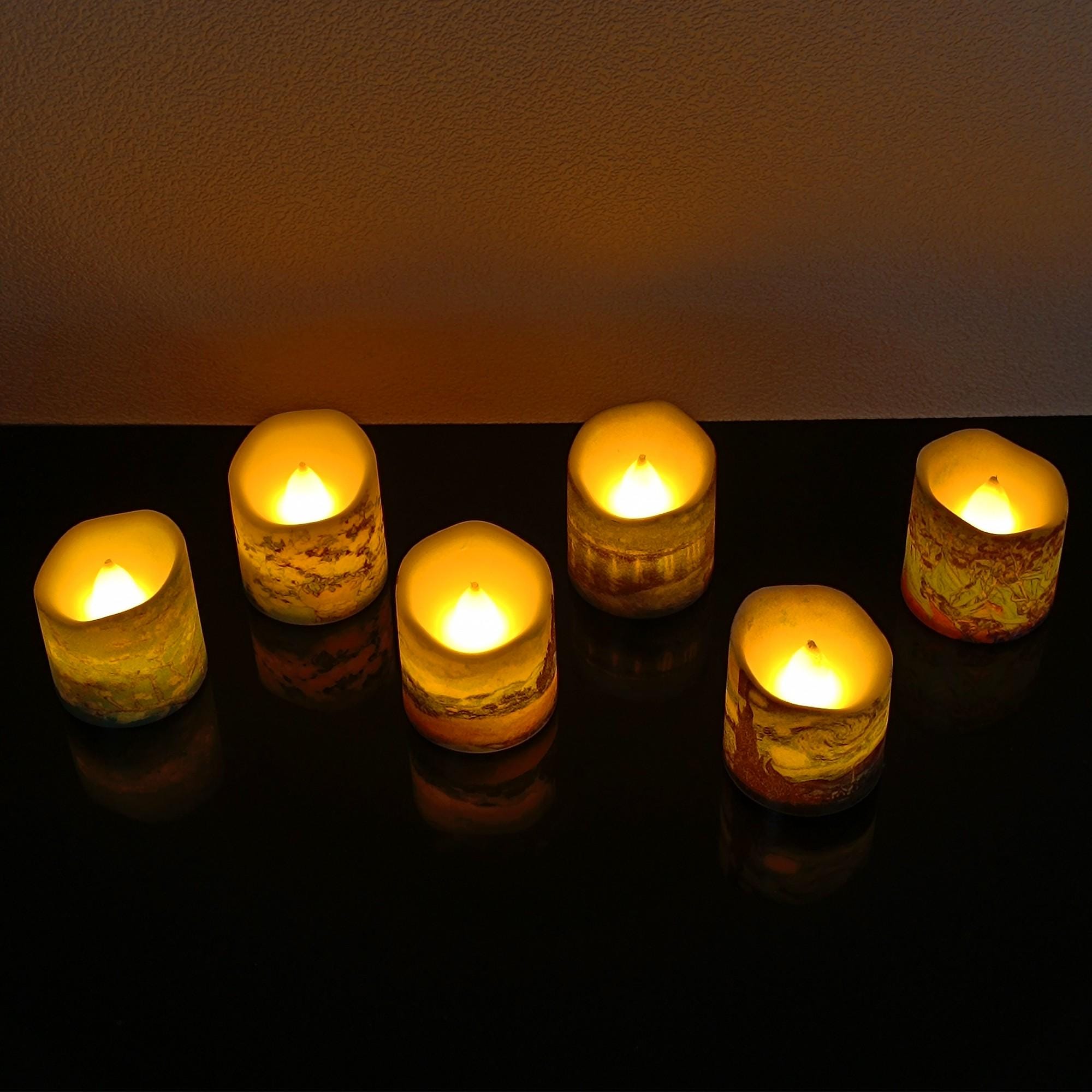 Van Gogh Painting LED Tea Lights,set of 12 or 24,flameless Candles, 6 ...